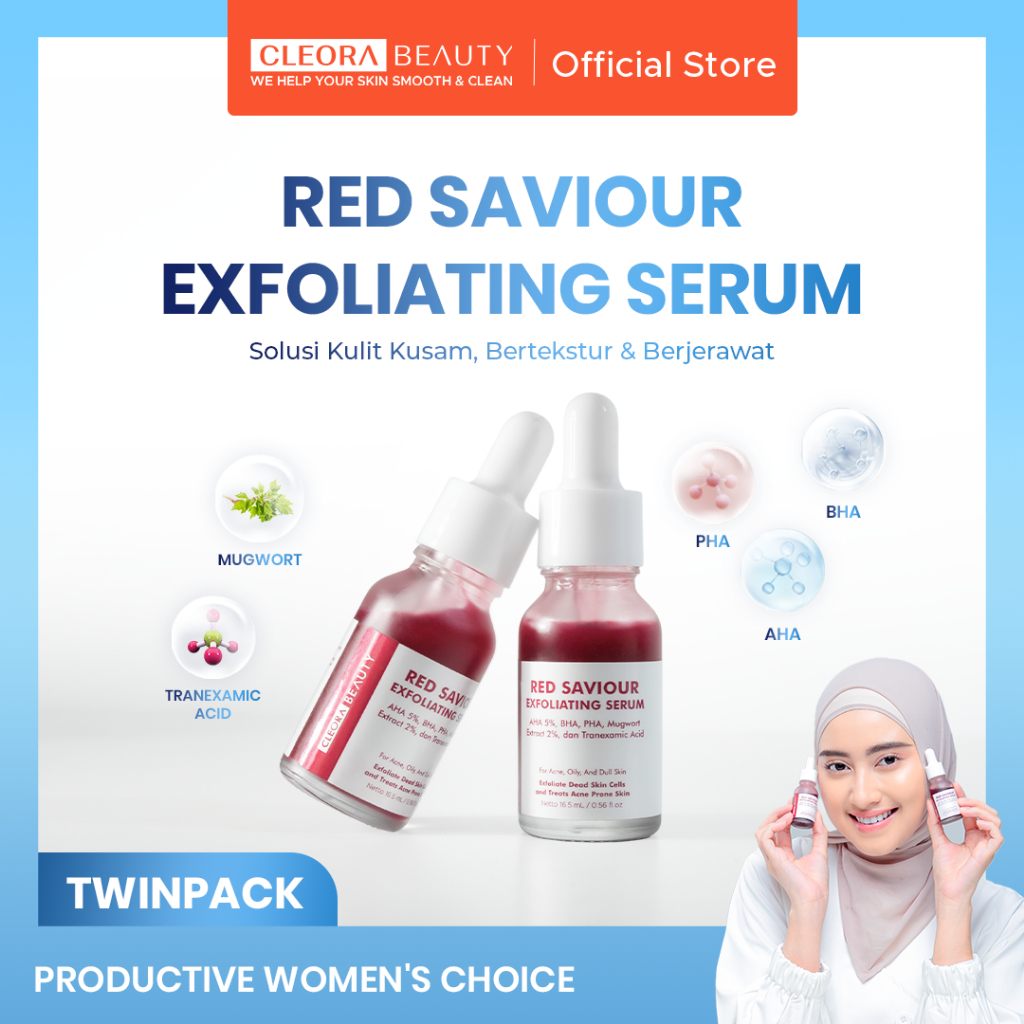 Jual [𝗣𝗔𝗞𝗘𝗧 𝗛𝗘𝗠𝗔𝗧 𝗜𝗦𝗜 𝟮] Cleora Peeling Solution Serum - Red Saviour Special Bundle Eksfoliasi ...