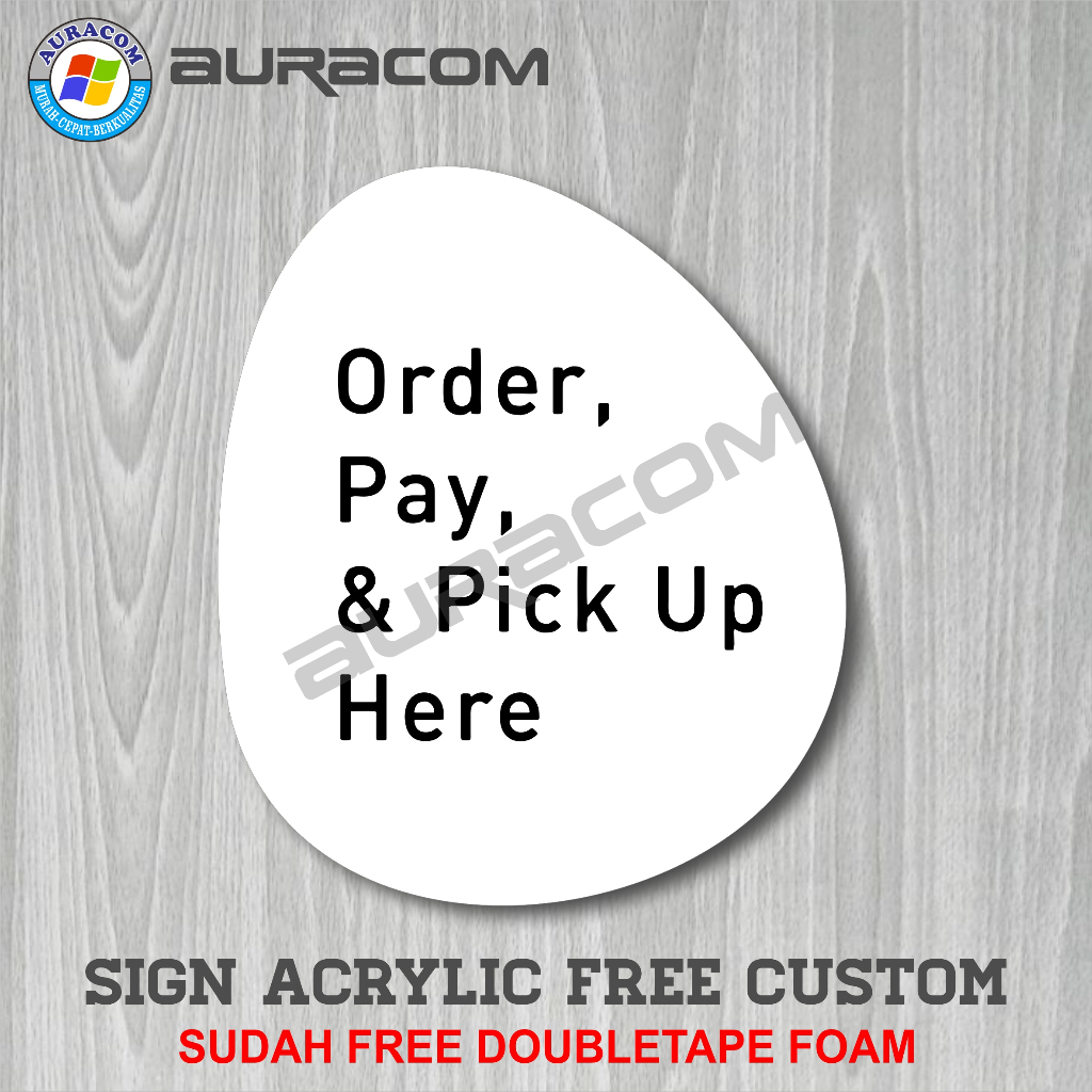 Jual Tulisan Order Pay Pick Up Here Akrilik Tempel Dinding Papan Sign ...