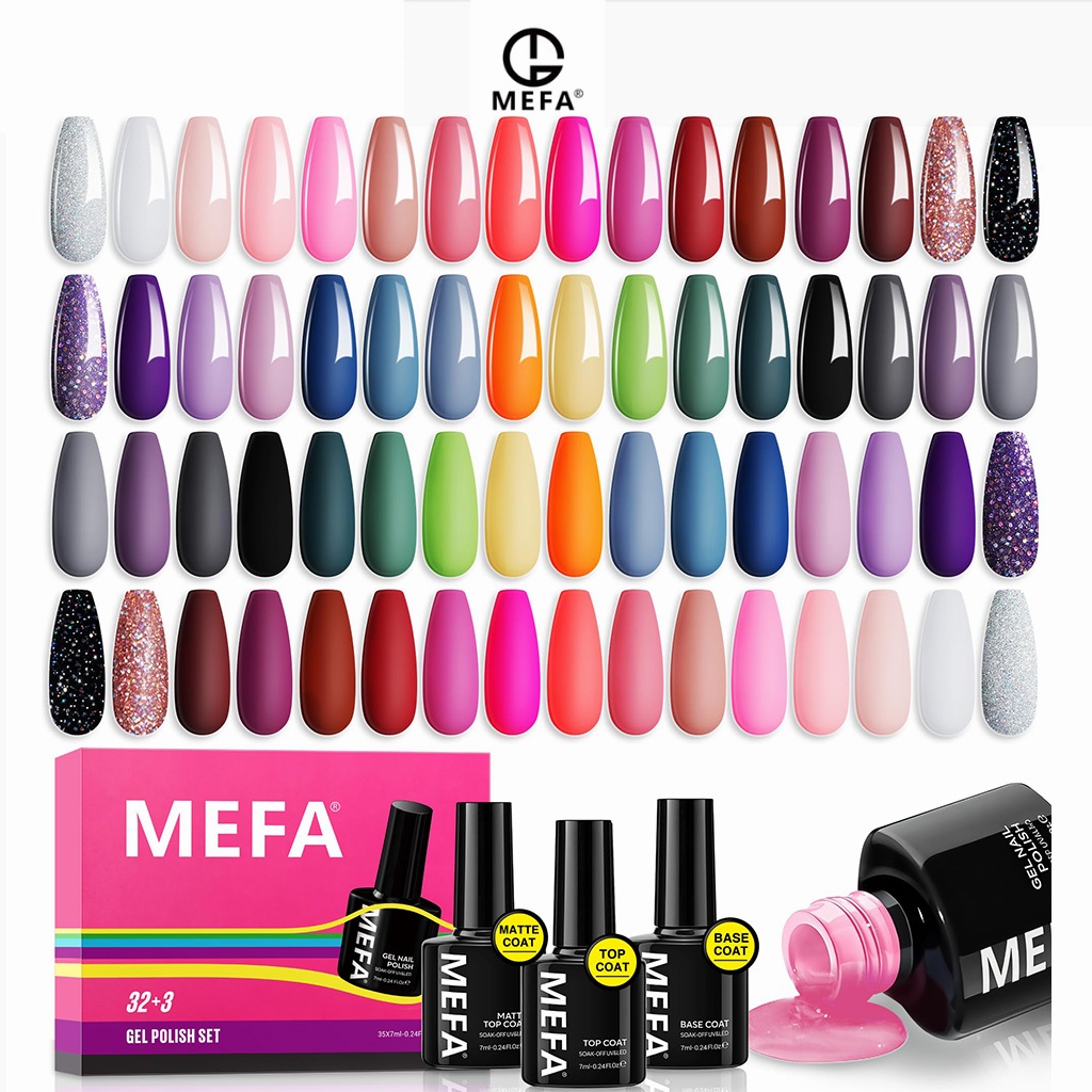 Jual MEFA 35Pcs Gel Nail Polish Set, 32 Colors All Seasons Collection ...