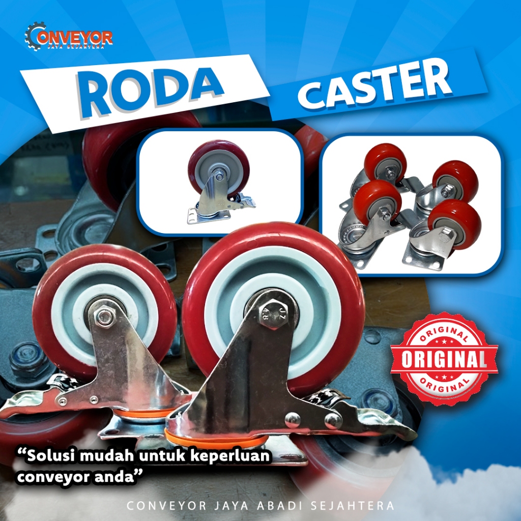 Jual Roda Caster PU (Polyurethane) Swivel dengan Rem / Roda Untuk ...