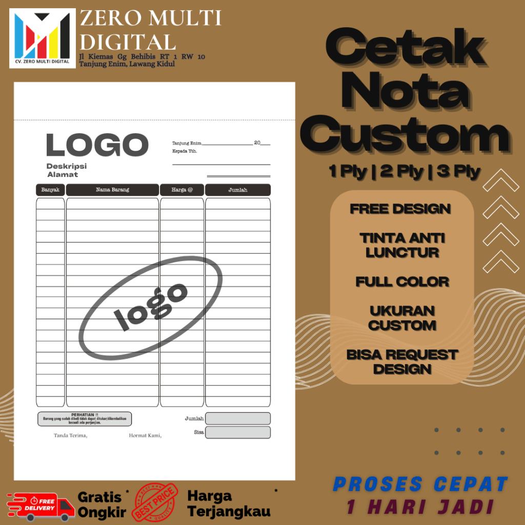 Jual JASA CETAK NOTA CUSTOM 1PLY|2PLY|3PLY FREE DESIGN UKURAN BESAR | Shopee Indonesia