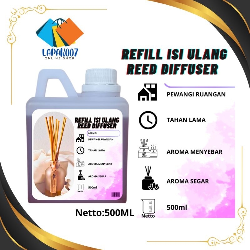 Jual Reed diffuser kemasan isi ulang refill 500ml pengharum pewangi ...