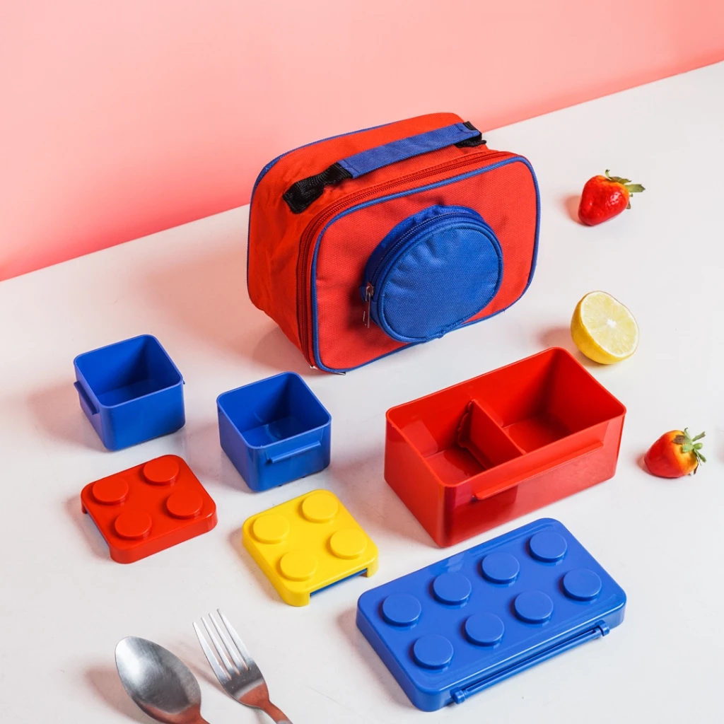 Jual TechnoPlast Biru Merah Big Block Lunch Box Set Tempat Makan Set ...