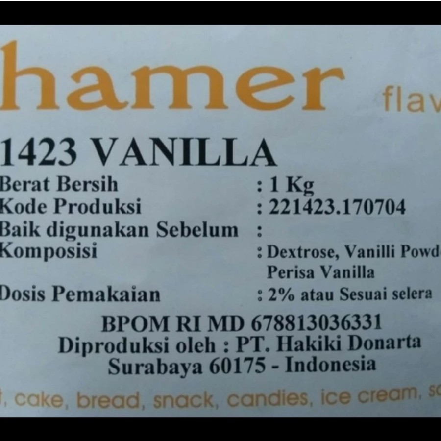Jual Hamer Vanili Powder 100 gr | Shopee Indonesia