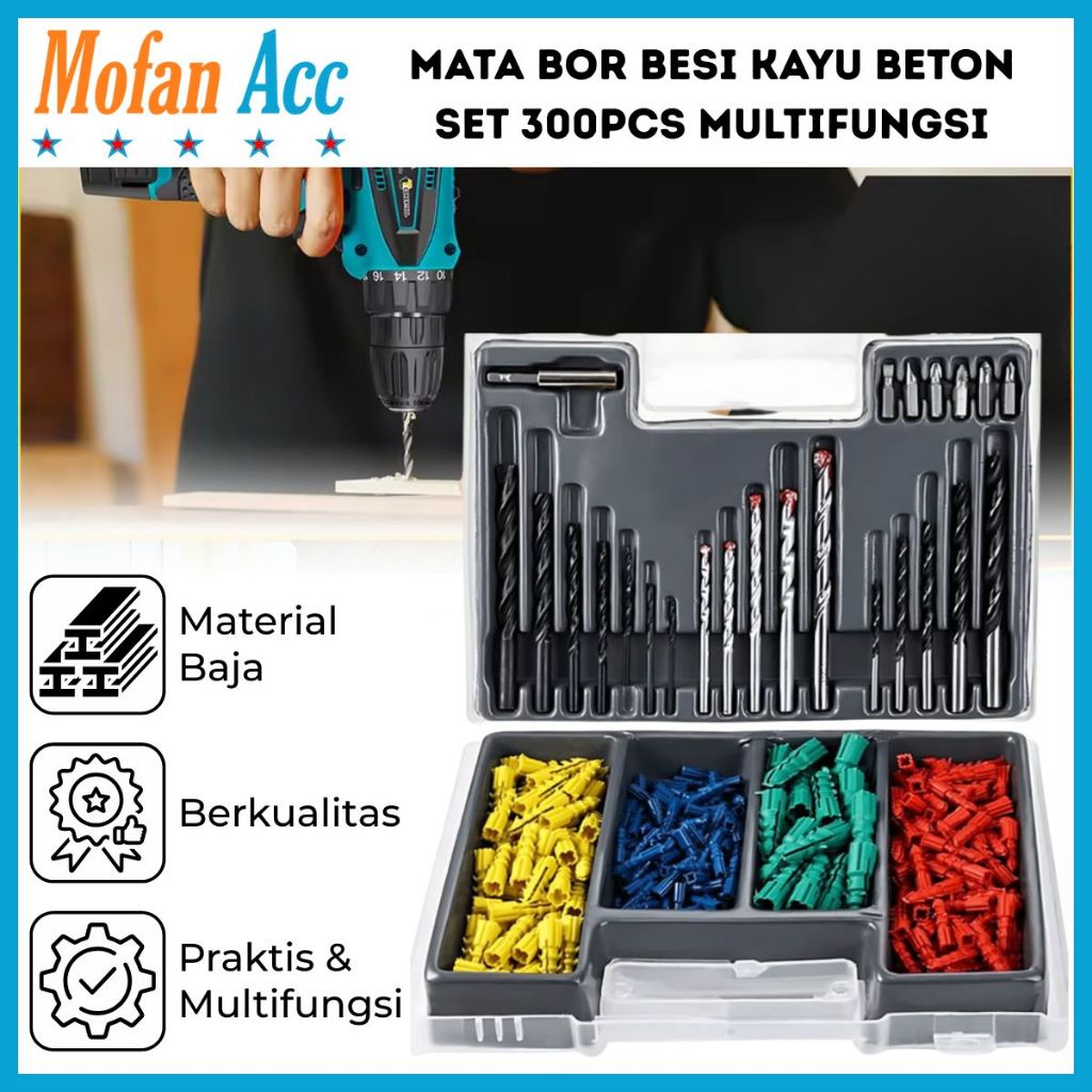 Jual Mata Bor Set 300pcs / Drill Bit Set Combination / Alat Pengeboran ...