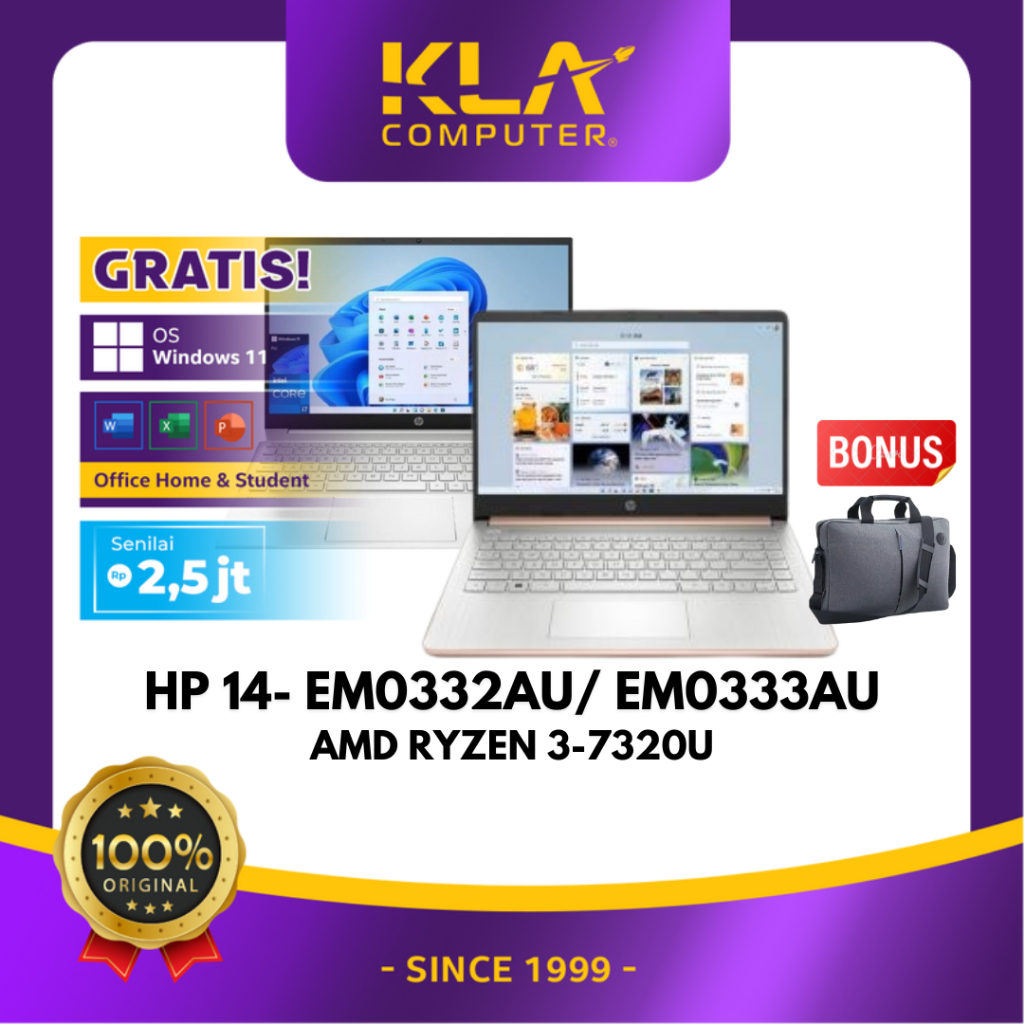 Jual HP 14 em0332AU em0333AU /Ryzen 3 7320U/8GB/512GB SSD/14 Inch FHD ...