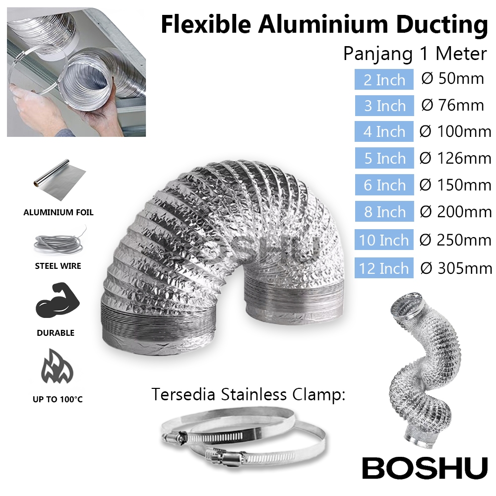 Jual Flexible Ducting Selang Aluminium Fleksibel Tahan Panas Cooker ...