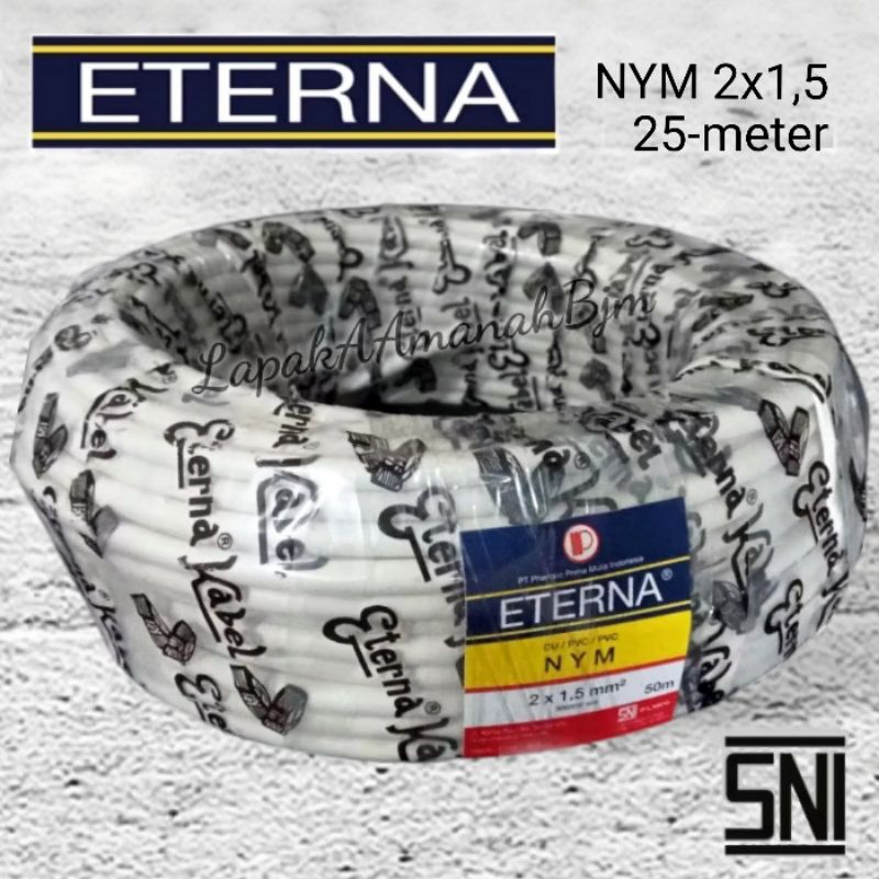 Jual KABEL LISTRIK TEMBAGA ASLI ETERNA NYM 2X1,5 (25M) | Shopee Indonesia