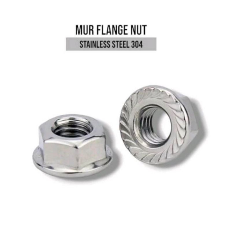 Jual Mur Flange Nut M5 / Mur Topi 5mm Stainless steel SS304 Anti karat ...