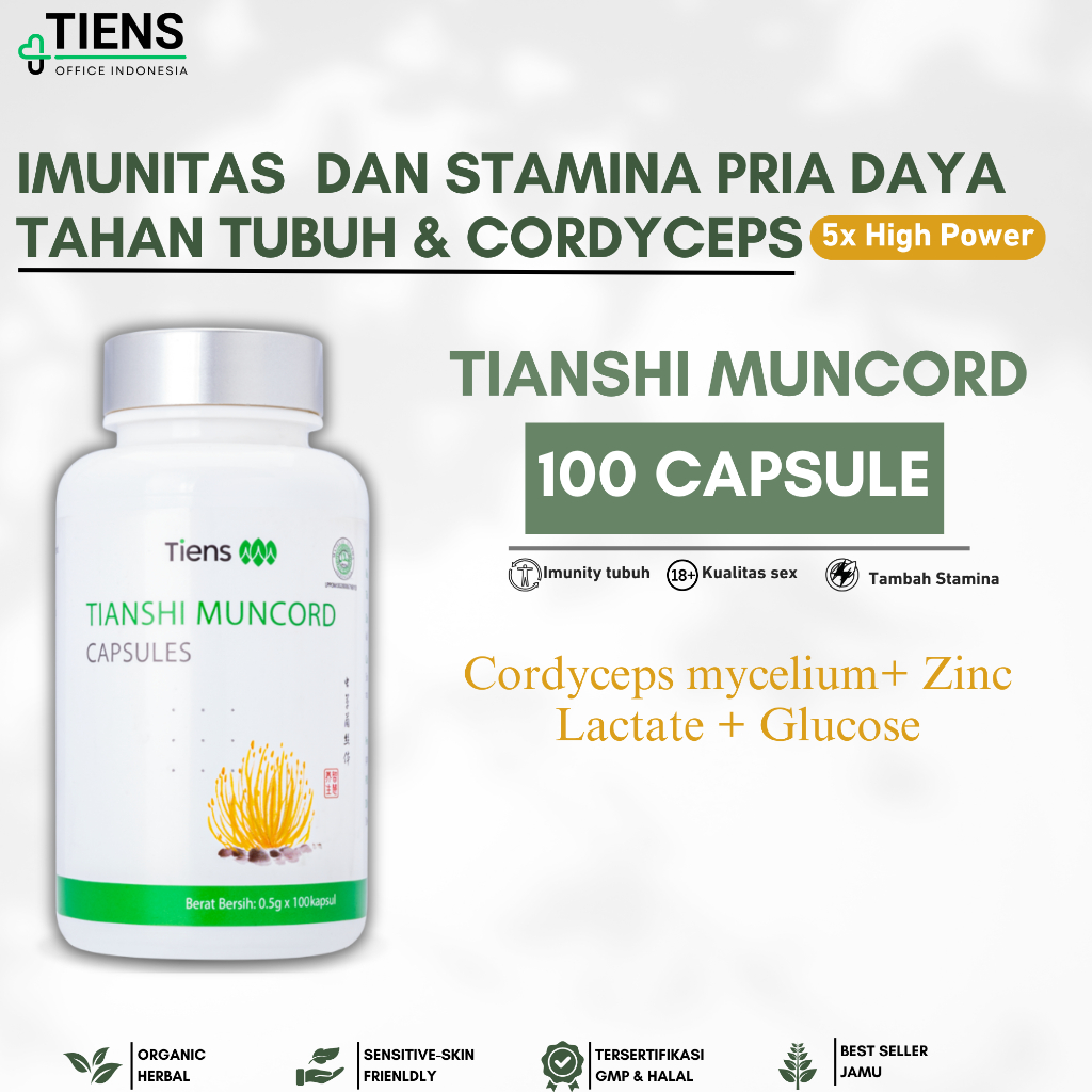 Jual Muncord Tiens 100 Kapsul Original Cordyceps Penambah Stamina Pria ...