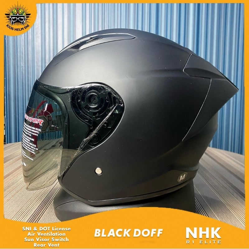 Jual Helm NHK R1 Elite Black dengan Visor light smoke | Shopee Indonesia