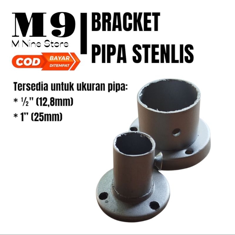Jual BRACKET PIPA STENLIS SILVER ukuran pipa ½"(12,8mm) dan 1"(25mm ...