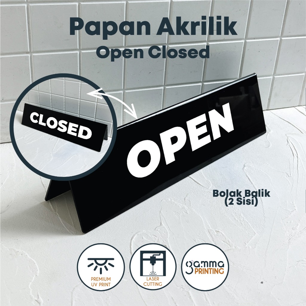 Jual Papan Meja Open Closed Akrilik / Buka Tutup Acrylic Table Sign ...