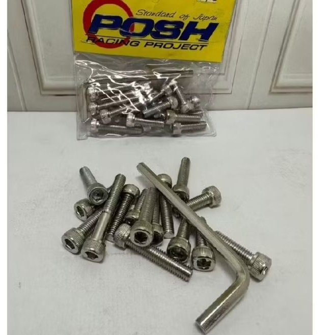 Jual Baut blok baut mesin CVT fizr chrome full set isi 14 pcs posh | Shopee Indonesia