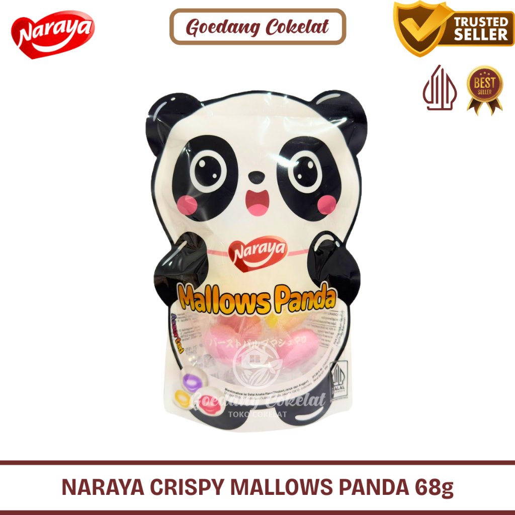 Jual Naraya Mallows Marshmallow Crispy Panda Jam Filling Kulit Crispy ...