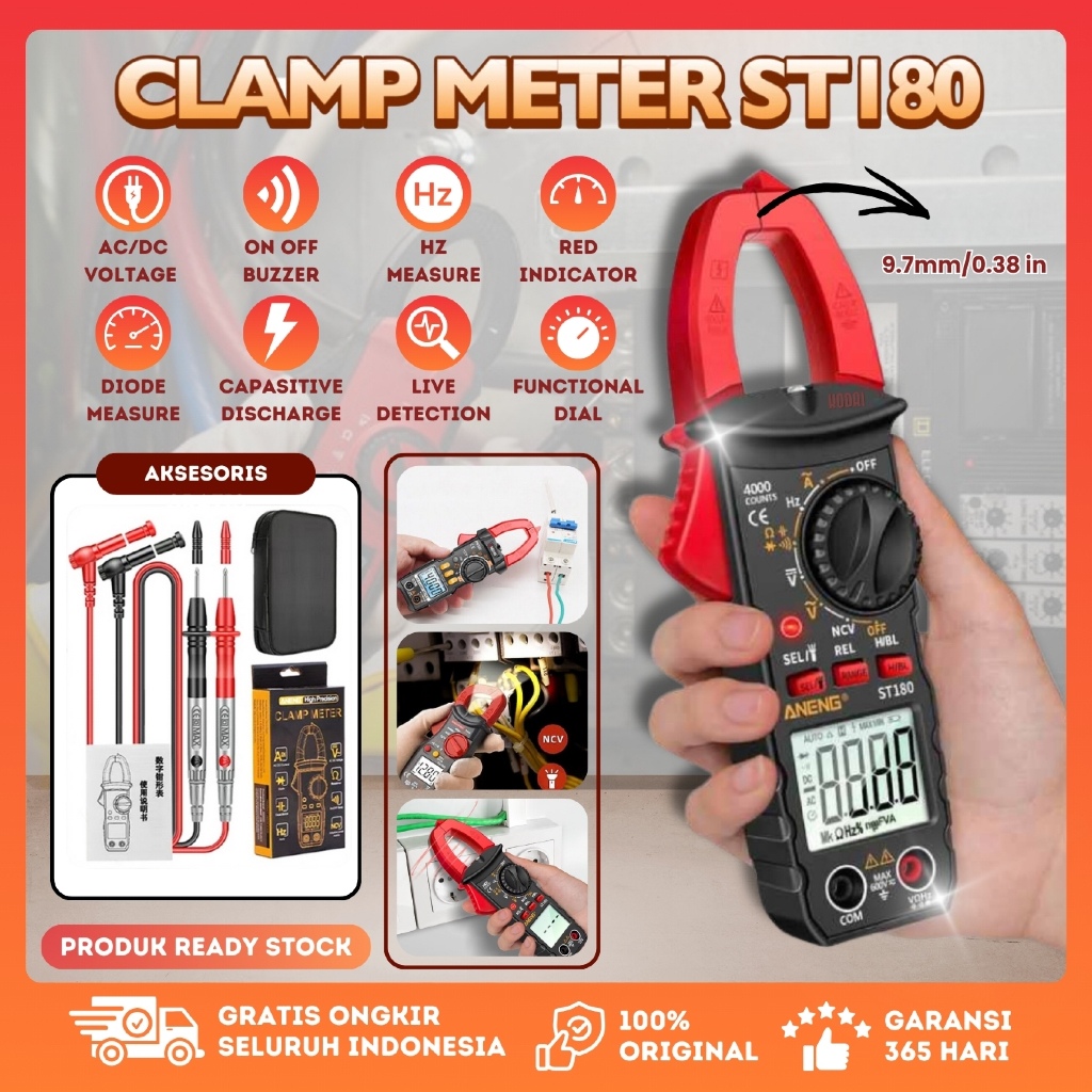 Jual KODAI Digital Clamp Meter ST180 Tang Ampere Multitester Alat Ukur ...