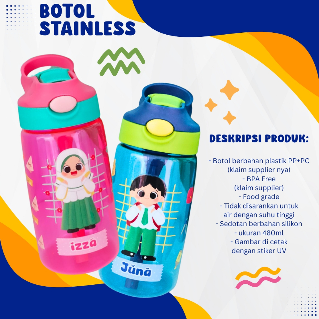 Jual BOTOL MINUM SEDOTAN ANAK BISA CUSTOM NAMA DAN GAMBAR UKURAN 480 ML ...
