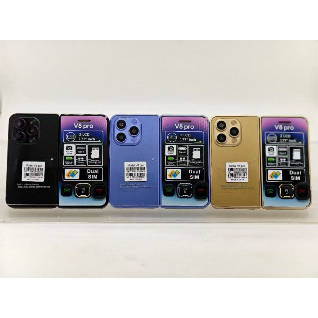 Jual hp flip jadul phone dual lcd V8pro ori garansi 1 tahun | Shopee Indonesia