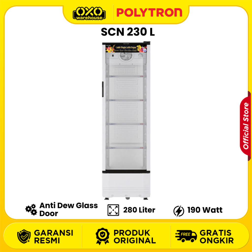 Jual POLYTRON Showcase SCN 230 L Display Cooler Kapasitas 280 Liter Low ...
