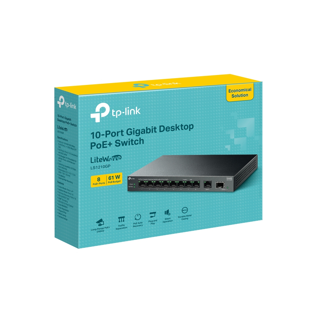 Jual TP-Link LS1210GP 10-Port Gigabit Desktop Switch with 8-Port PoE+ ...