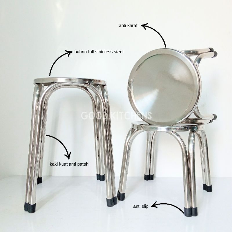 Jual G189 KURSI BANGKU BULAT STAINLESS STEEL TEMPAT DUDUK KURSI SANTAI ...