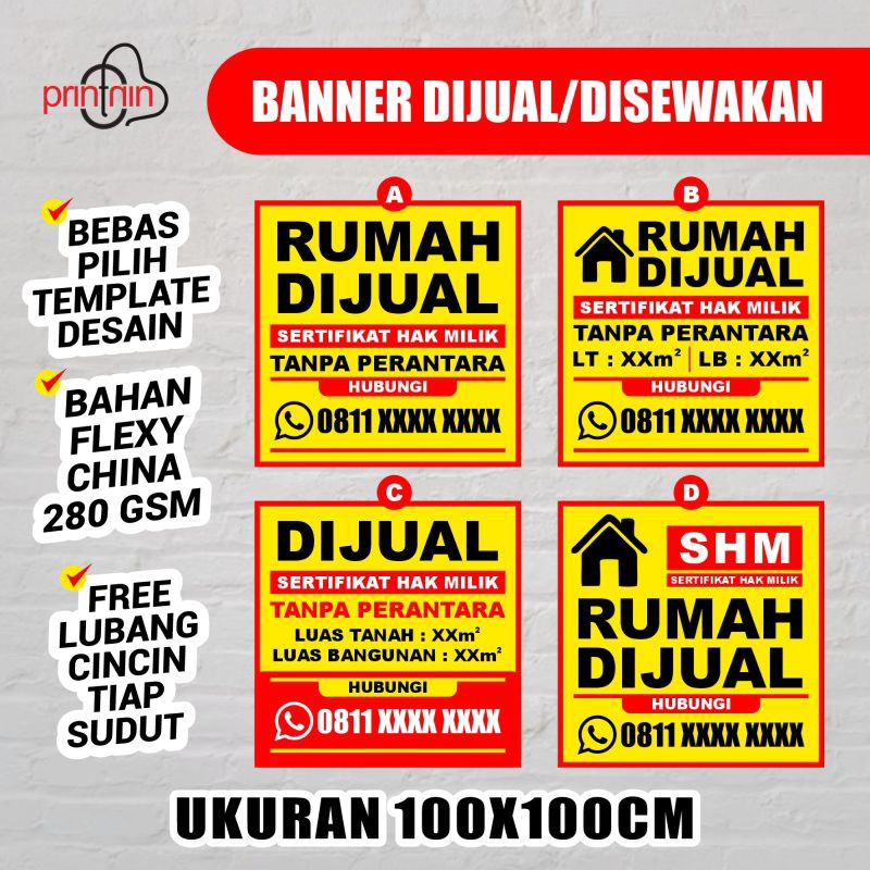 Jual SPANDUK BANNER RUMAH DIJUAL/DIKONTRAKKAN/DISEWAKAN | Shopee Indonesia