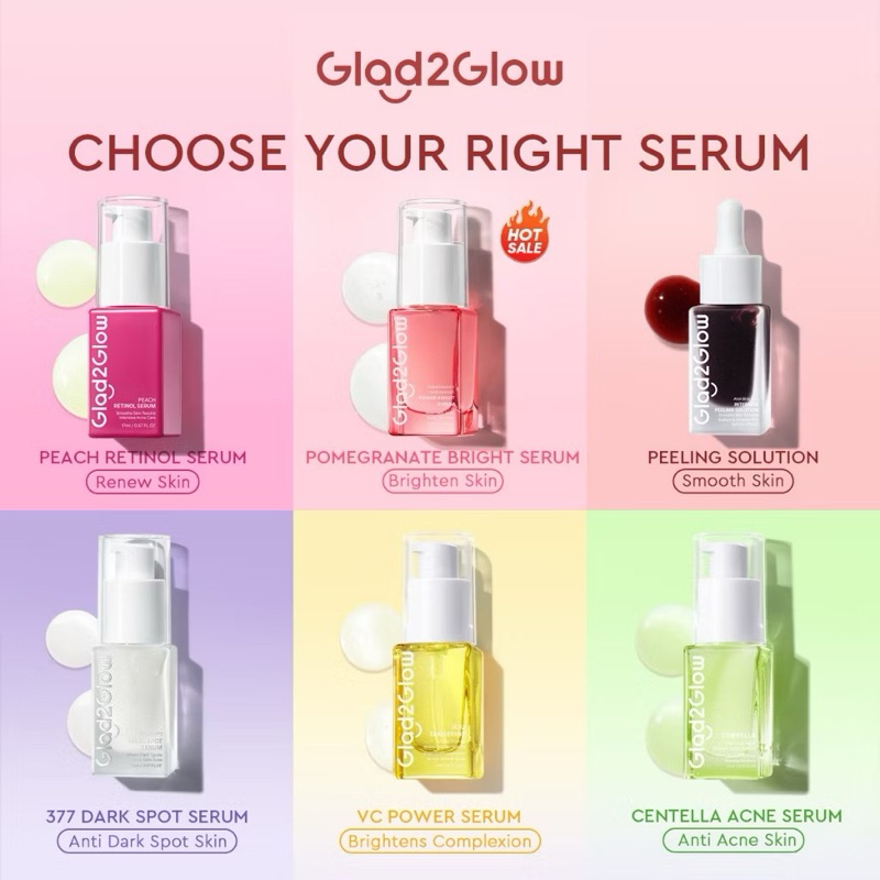 Jual Glad2Glow Yuja Pomegranate Peach Retinol Vitamin C Centella Peeling Serum | Shopee Indonesia