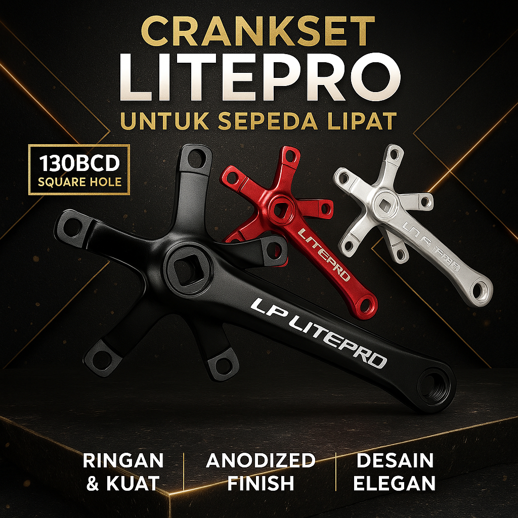 Jual Litepro Crank BB Kotak BCD 130 Square Taper Komponen Sepeda Lipat ...