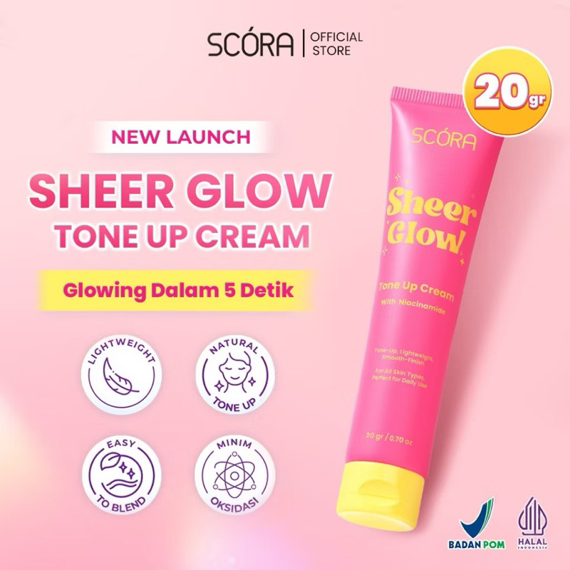 Jual (READY)Scora Sheer Glow Tone up Cream 20gr|Scora tone up cream ...