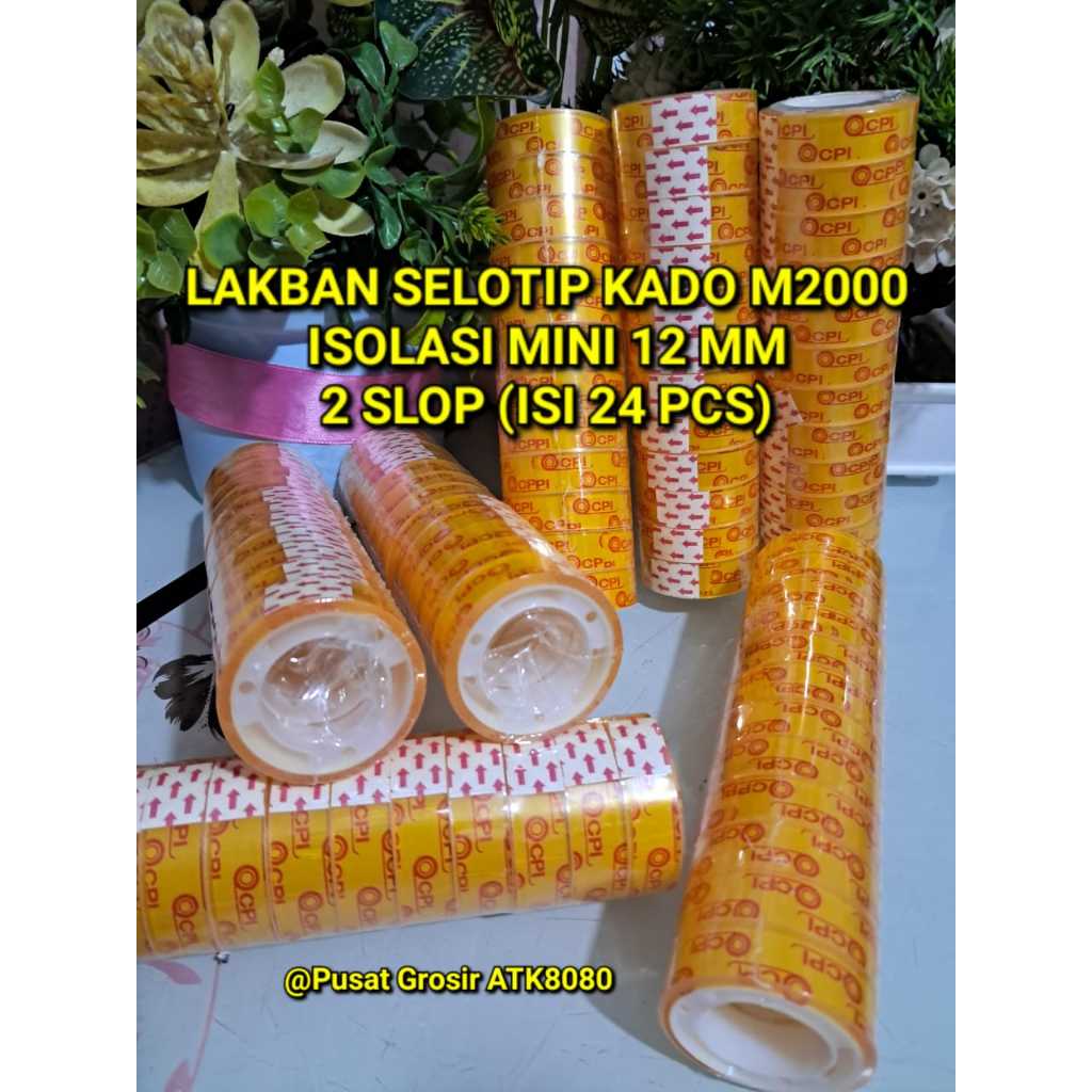 Jual 2 SLOP ( ISI 24 ) Lakban Selotip Kado M2000 - Isolasi Mini 12 MM ...