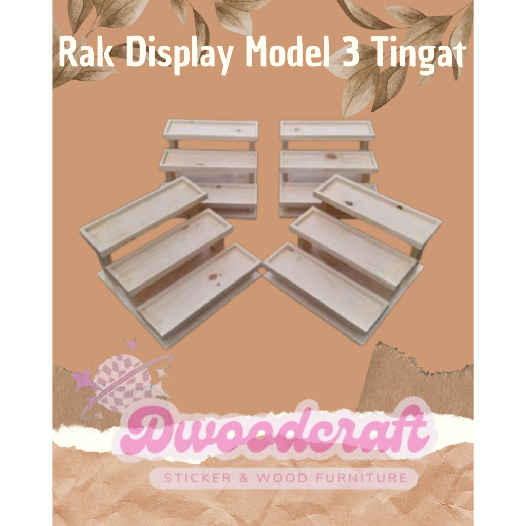 Jual Rak Display Kayu Model 3 Tingkat Rak Display Serbaguna Rak Tempat ...