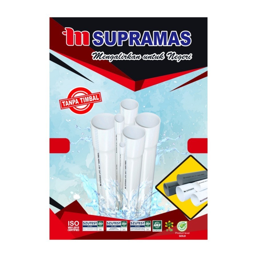 Jual Pipa PVC 1" AW Putih SUPRAMAS 1 Meter Tanpa Timbal Original ...
