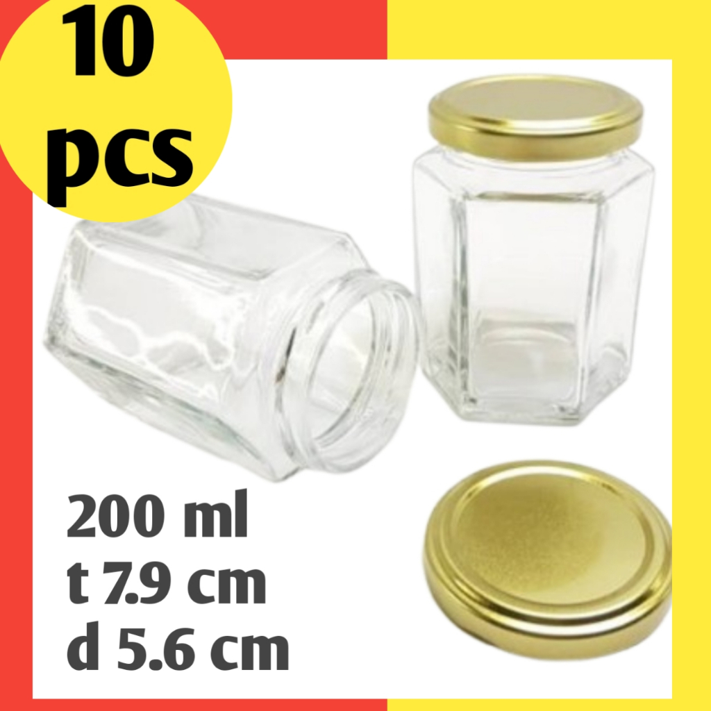 Jual / 10 ( SEPULUH )200ML BOTOL KACA HAXEGONAL // BOTOL KACA SEGI ENAM ...