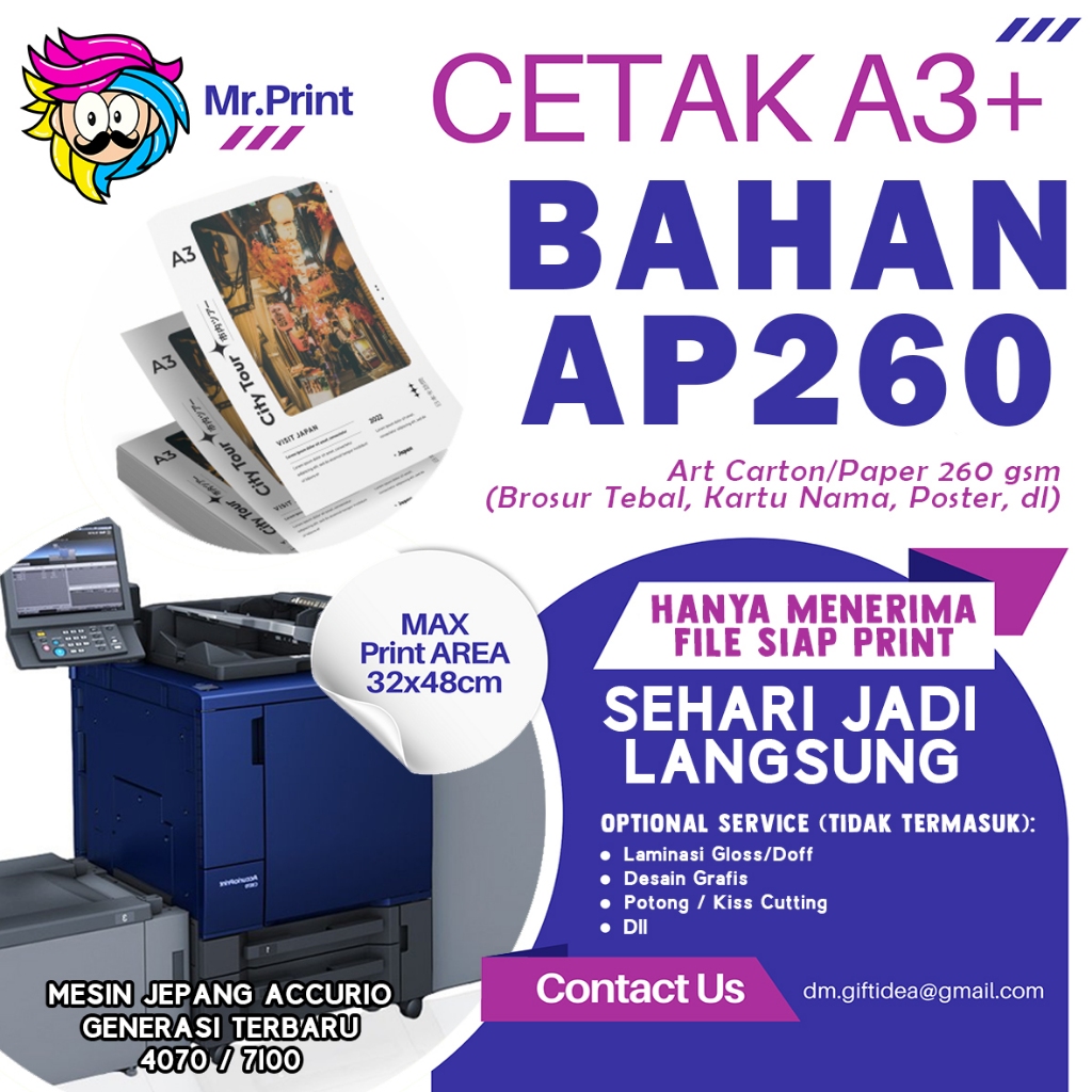 Jual Jasa Digital Print Cetak A3+ kertas Ap260 Ac260 Art Carton 260gsm ...