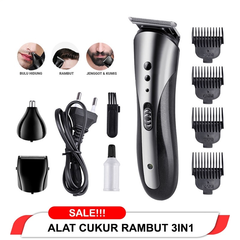 Jual ( COD ) Hair Clipper Kemei KM 1419 / KM 1407 3IN1 Rechargeable Alat Cukur Rambut Kumis ...
