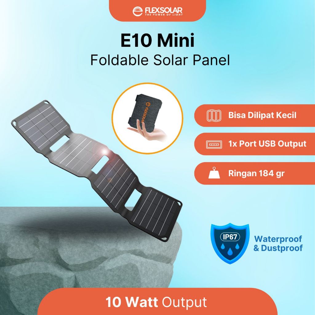 Jual Portable Solar Panel Lipat FlexSolar 10W E10 Mini | Foldable USB ...