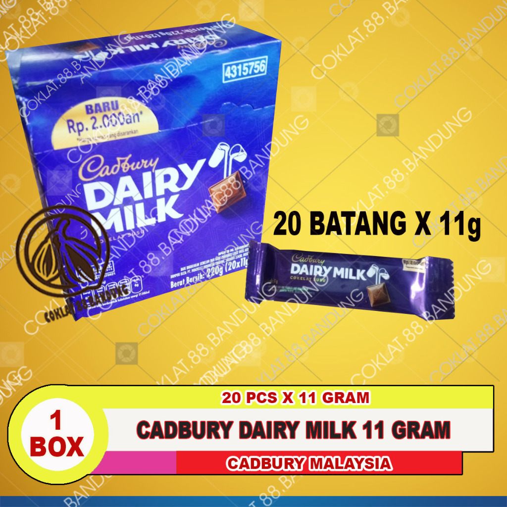 Jual CADBURY DAIRY MILK 1 BOX 24 X 30GR, COKLAT CADBURY MINI 11 gram X ...