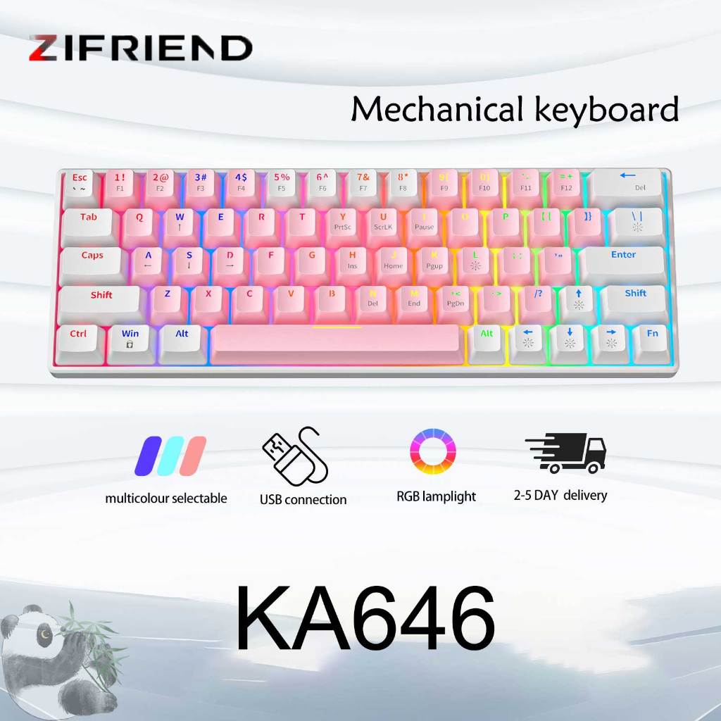 Jual ZIFRIEND KA646 Mechanical Keyboard Gaming RGB 3Pin red/blue switch ...