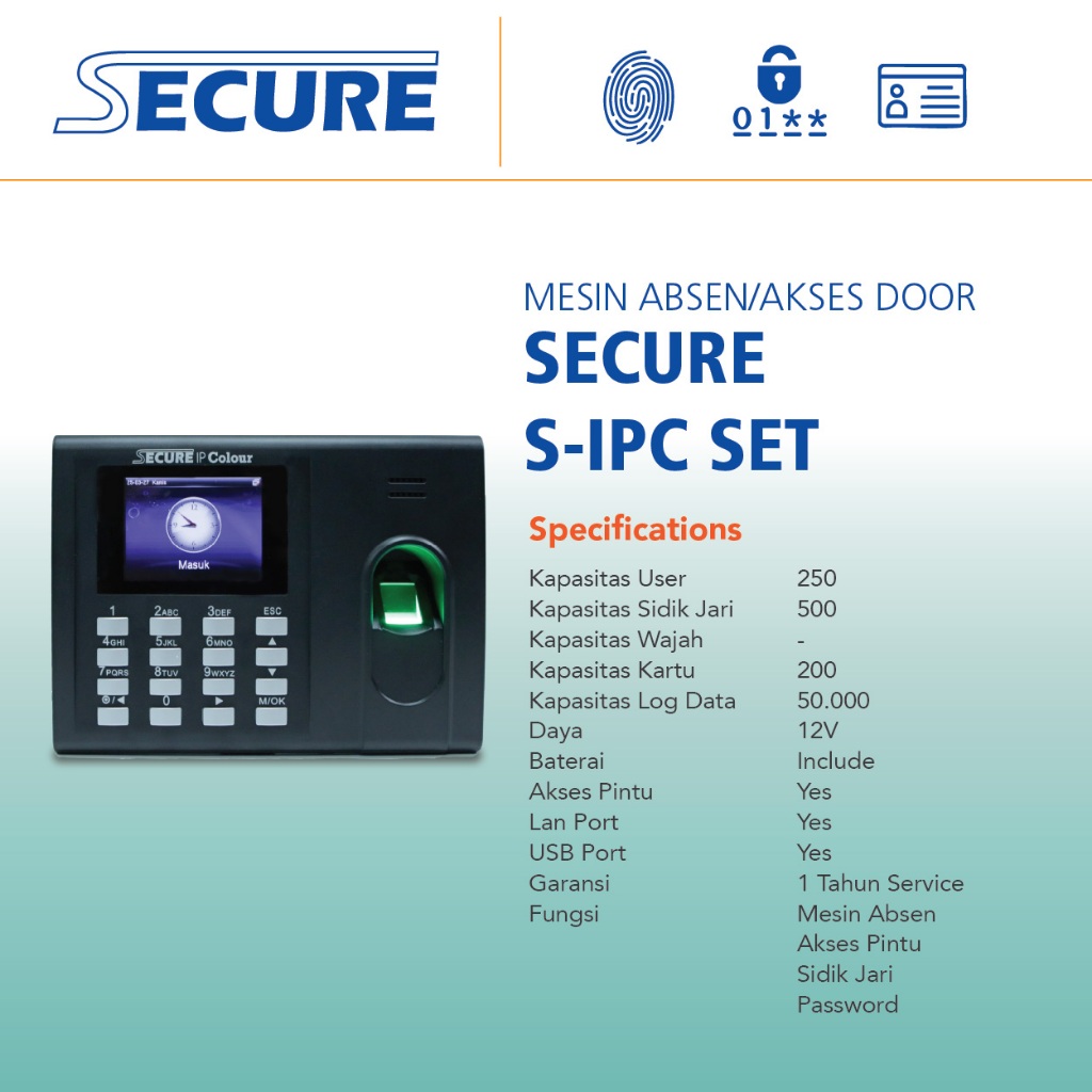 Jual Mesin Absen/ Mesin Absensi/Akses Door Secure S-IPC SET | Shopee ...