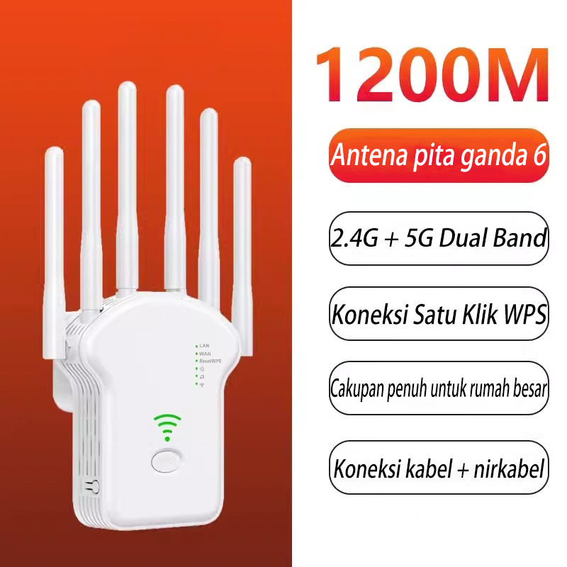 Jual 1200Mbps dual-band 5G, penguat sinyal WiFi penguat router, repeater, plug and play,2/4/6/8 ...