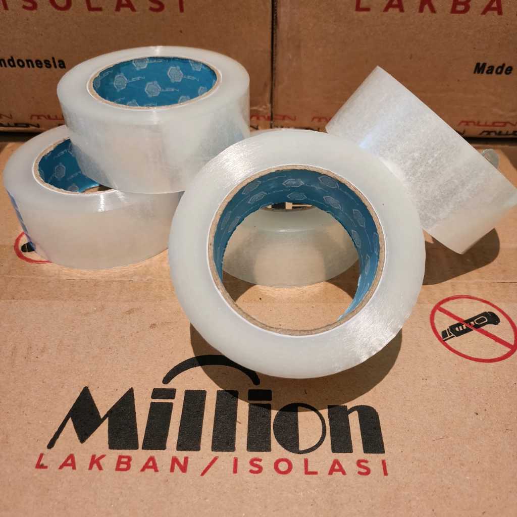 Jual LAKBAN 200 YARD MILLION LEBAR 45MM,42 MICRON/ TAPES / ISOLASI ...