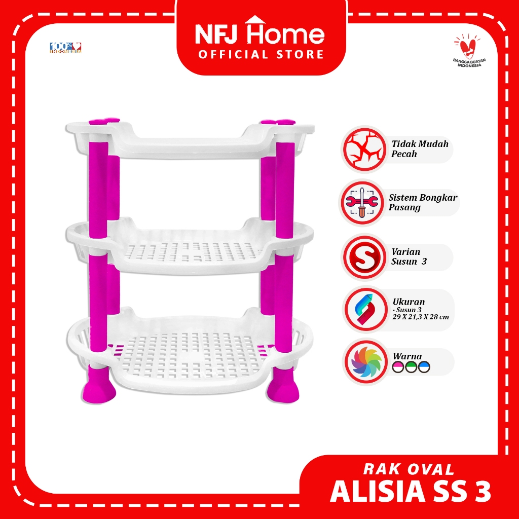 Jual NFJ Rak Oval Alisa Susun 3 - Rak Tingkat Susun 3 /Rak Mini / Rak ...