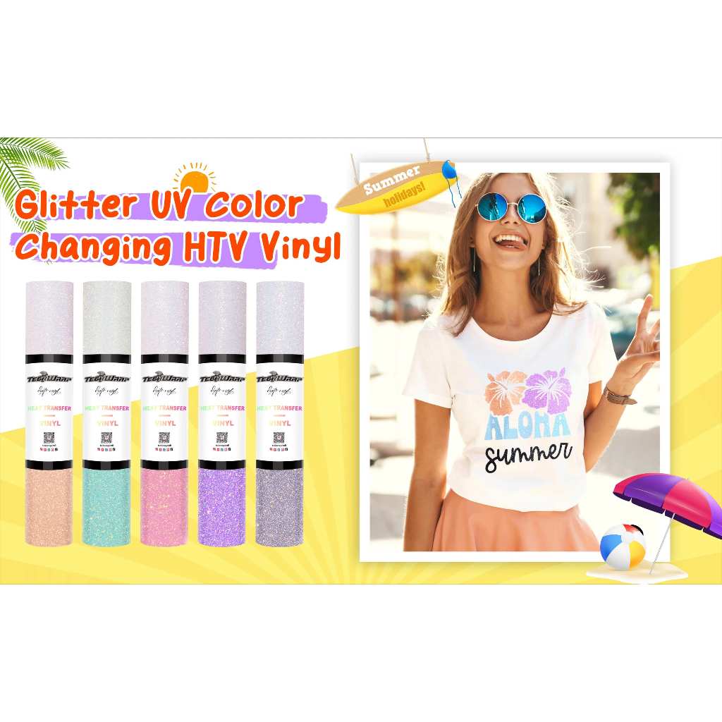 Jual Decoreating | HTV Glitter UV Color Changing Iron On Vinyl by ...