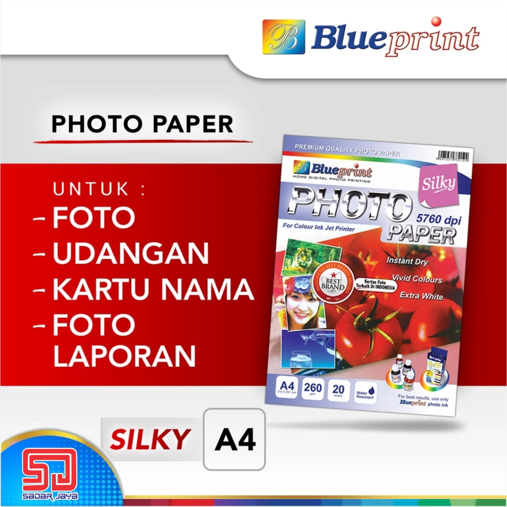 Jual Blueprint Silky Photo Paper A4 260 gsm 20 lembar Kertas Foto Doff ...
