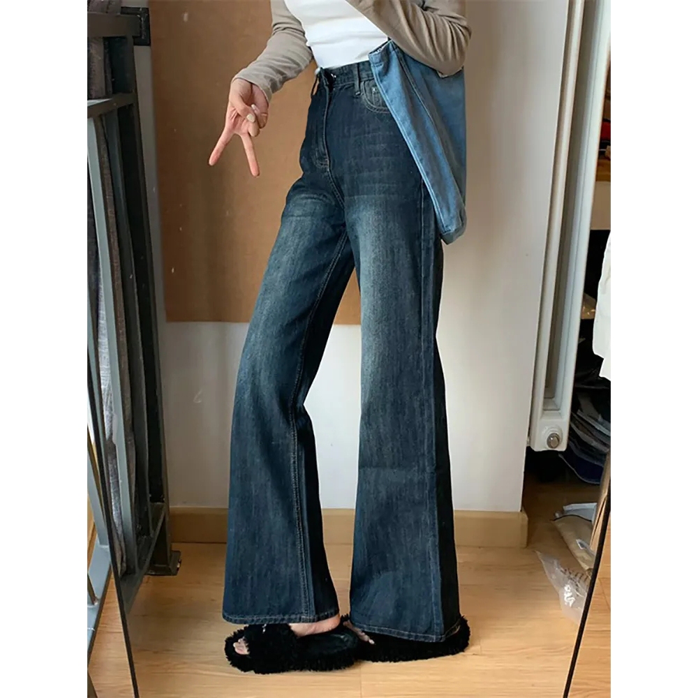 Jual COD LULU Biru Retro Premium cutbray Highwaist Celana Jeans Wanita ...