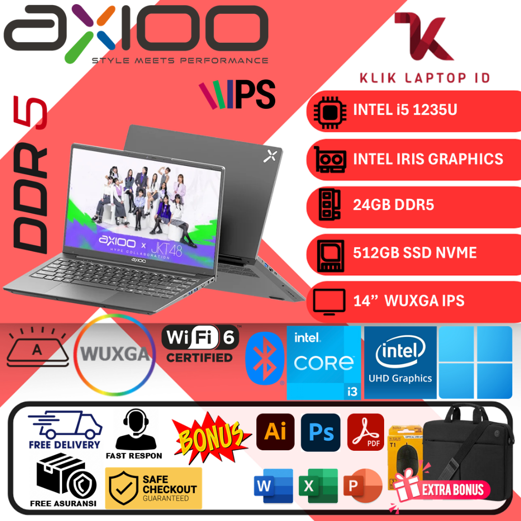 Jual Laptop Axioo Hype R5 Intel I5 1235U 24GB 512GB 14 inch FHD IPS ...