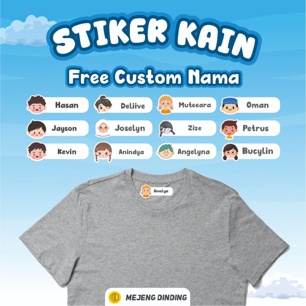 Jual (20 PCS) Stiker Baju Tinggal Di Setrika / Stiker Nama Untuk Baju ...