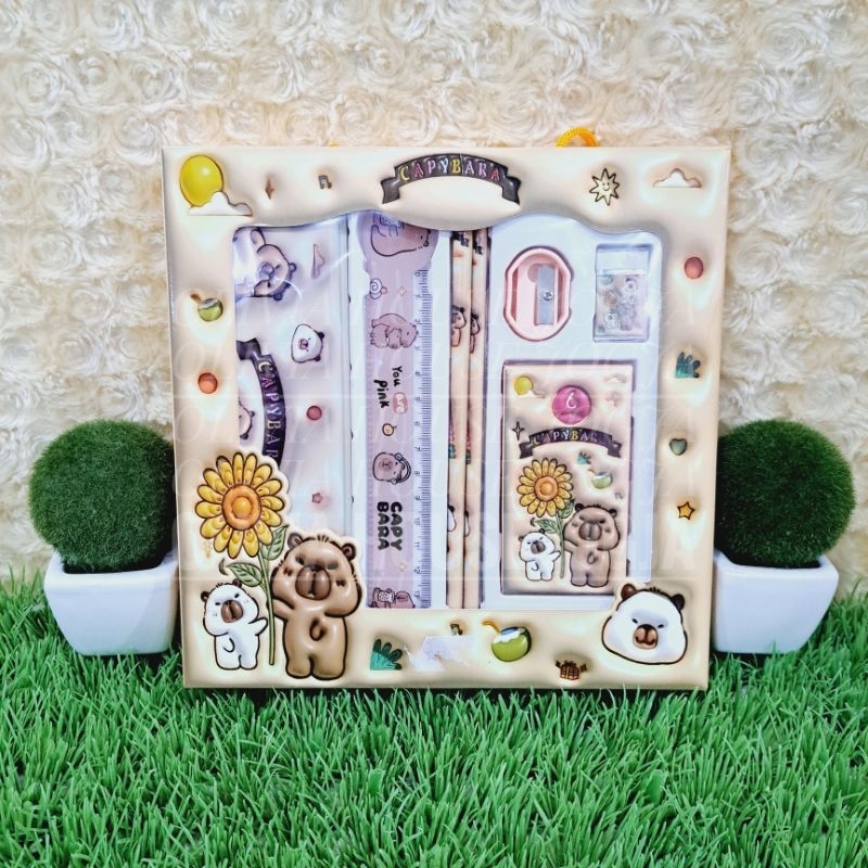 Jual Stationary Set Capybara 6in1 Stationary Set Capybara Coklat ...