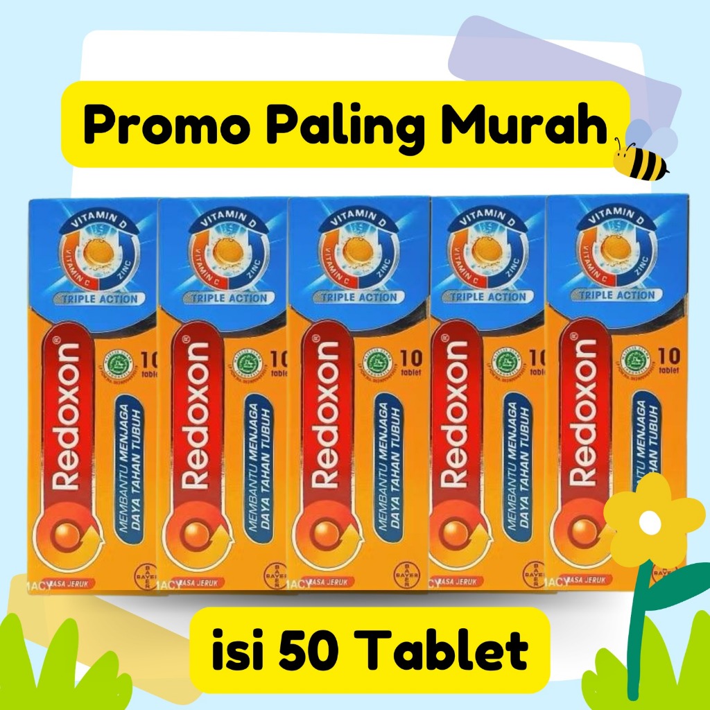 Jual TERMURAH CDR Redoxon Triple Action BUNDLING 50 tablet - 5 Tube isi ...