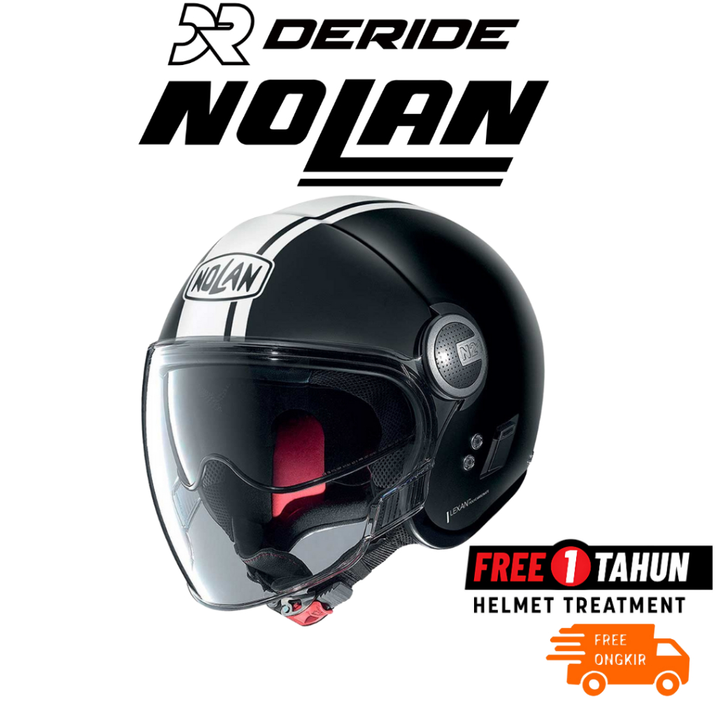 Jual Nolan N21 Visor Dolce Vita 099 Flat Black White Helm Half Face Vespa Mini Jet Retro SNI ...